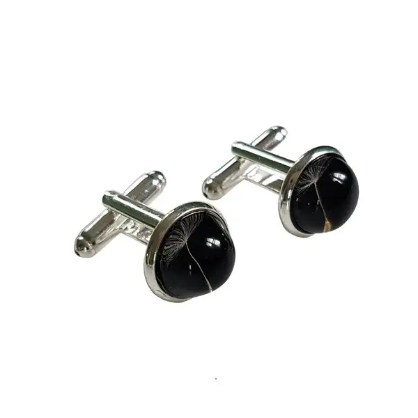 LAURA DAILI Black / Silver Glass Cufflinks A Wish - Black/silver