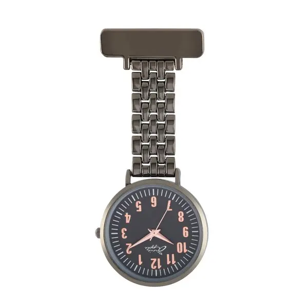 BERMUDA WATCH COMPANY Annie Apple Rose Gold Gunmetal Link Bracelet Nurse Fob Watch - Grey