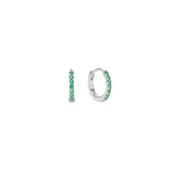 VANCHI Silver / Green Kiki Crystal Huggie Earrings - Silver/green