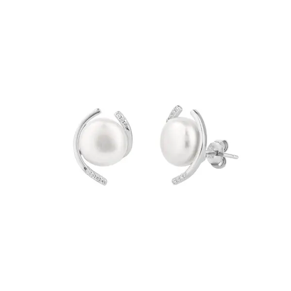 SPERO LONDON Sterling Whimsy Swirl Pearl Earring - Silver