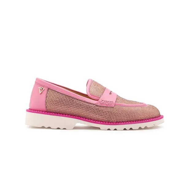 ILVI Ekala Suede Leather Loafer With Stones - Pink