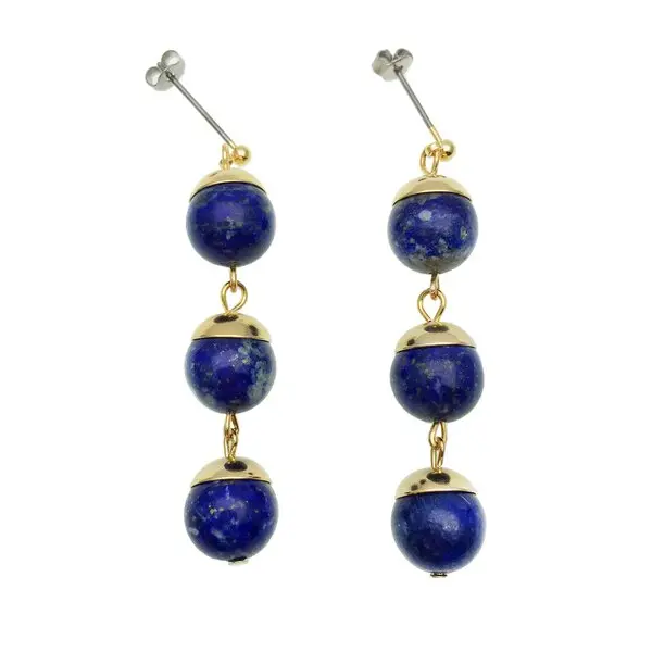 FARRA Lapis Lazuli Ball Round Dangle Earrings
