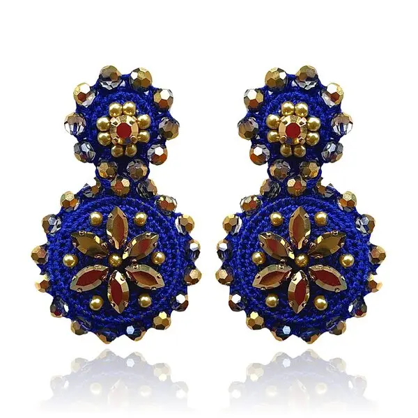 PINAR OZEVLAT Flower Drops Sapphire Gold - Blue