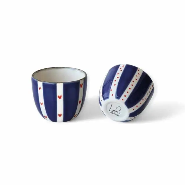 Lali Design Studio Enjoy Handmade Navy Espresso Mugs Set Of Two Porcelain - Blue