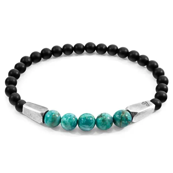 ANCHOR & CREW Turquoise Hukou Silver & Stone Bracelet - Blue