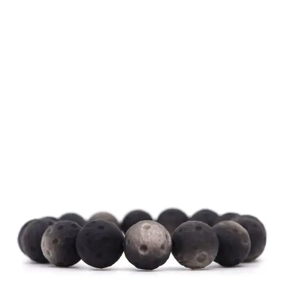 Shar Oke Black / Silver Silver Obsidian Meteorite Bracelet - Black/silver