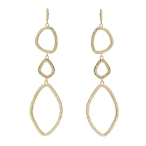 KAMARIA Organic Triple Shape Dangle Earrings - Gold