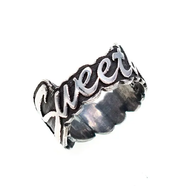 GEM KINGDOM Silver / Black Back To The Future Sterling Silver Sweetheart Ring - Silver/black