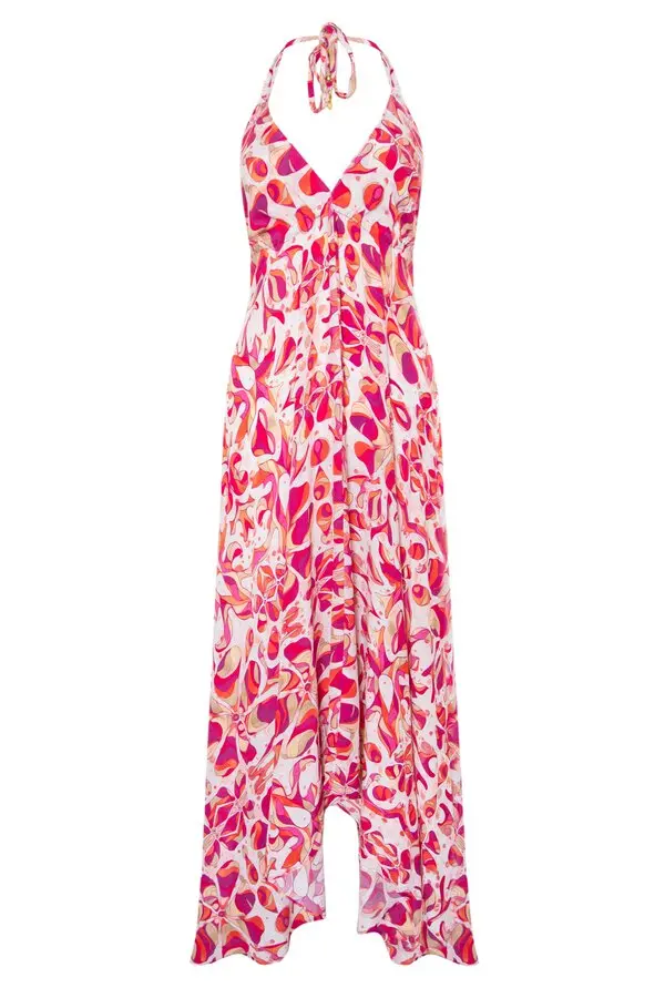 SOPHIA ALEXIA Floral Fusion Silk Ibiza Dress - Pink