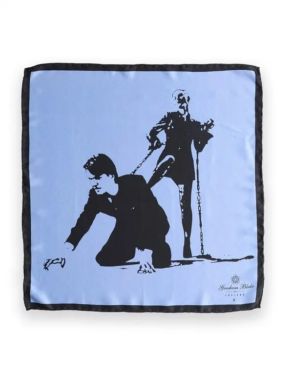 GRESHAM BLAKE Love, Honour & Obey Pocket Square - Blue