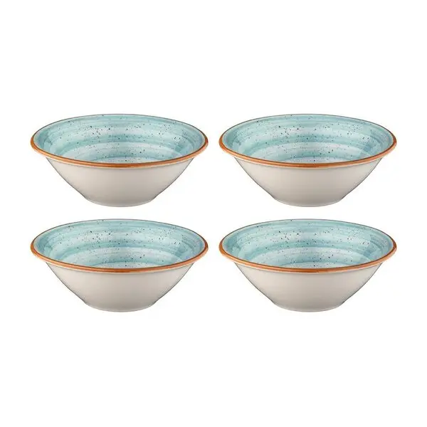 Turgla Home Aqua Round Porcelain Side Bowl Set Of Four - Blue