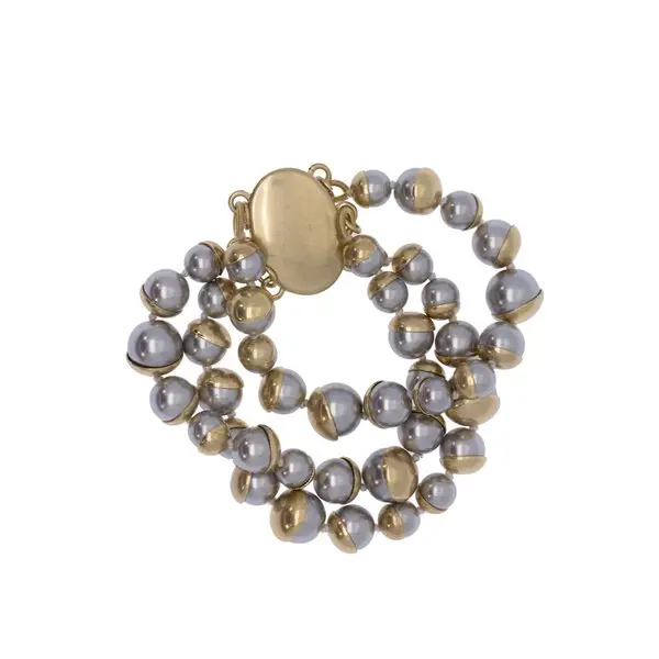 Saachi Half Moon Pearl Statet Bracelet - Grey
