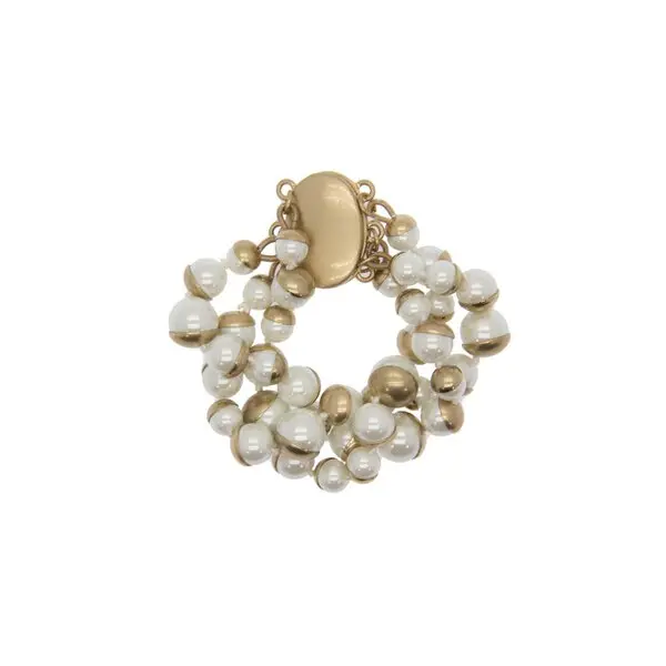 Saachi Half Moon Pearl Statet Bracelet - White