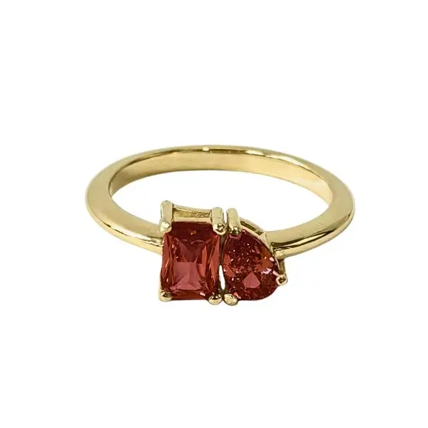BELINDA JEWELZ Toi Et Moi Garnet Birthstone Ring - Red