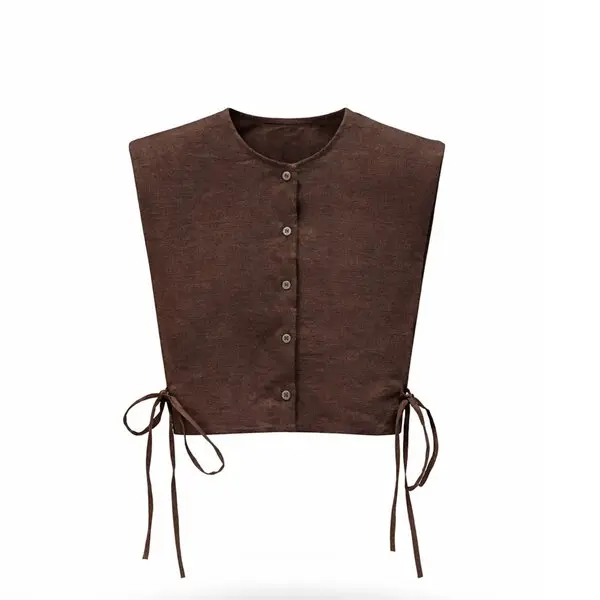 MUTE BY JL Side Tie Linen Top - Brown