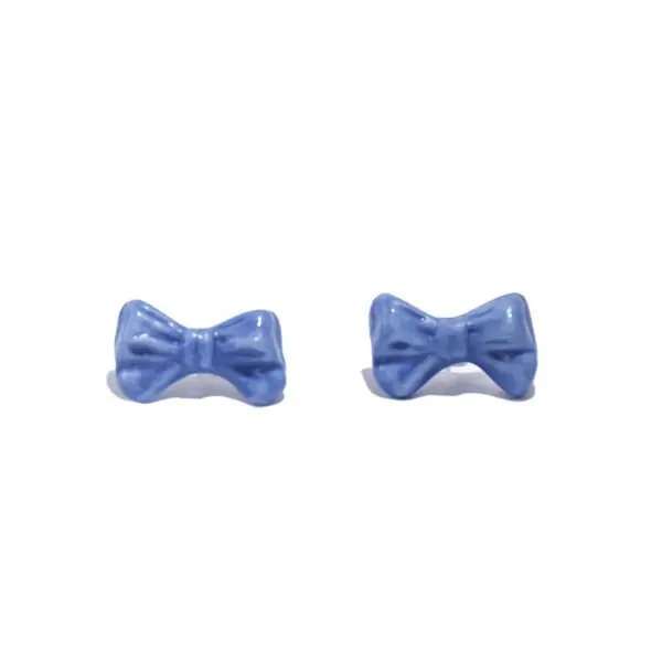 H2 STUDIO Bowtie Maniac Mini Bowtie Earrings Purple - Blue