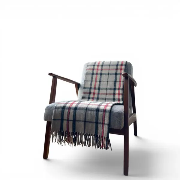 LOOM & COVE Thomson 100% Recycled Wool Tartan Knee Blanket - Grey