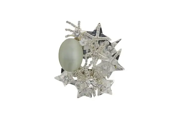 VICKISARGE White / Silver Luminescent Brooch - White/silver
