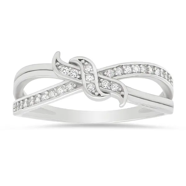 KYLIE HARPER Petite Diamond Cz Love Knot Ring In Sterling - Silver