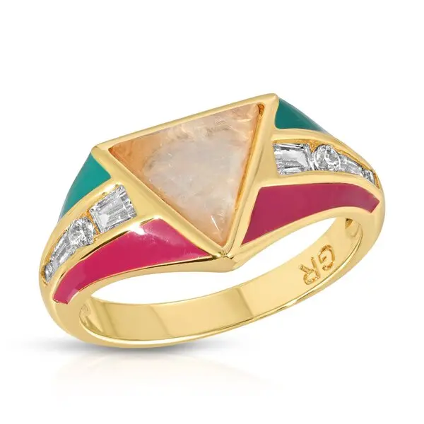 GLAMROCKS JEWELRY Bright Side Ring- Teal & Fuchsia - Gold