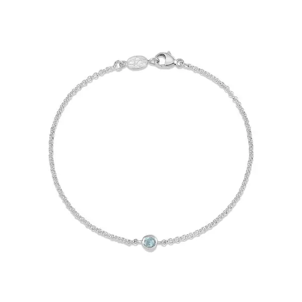 DOWER & HALL Single Aquamarine Dewdrop Chain Bracelet In Sterling - Silver