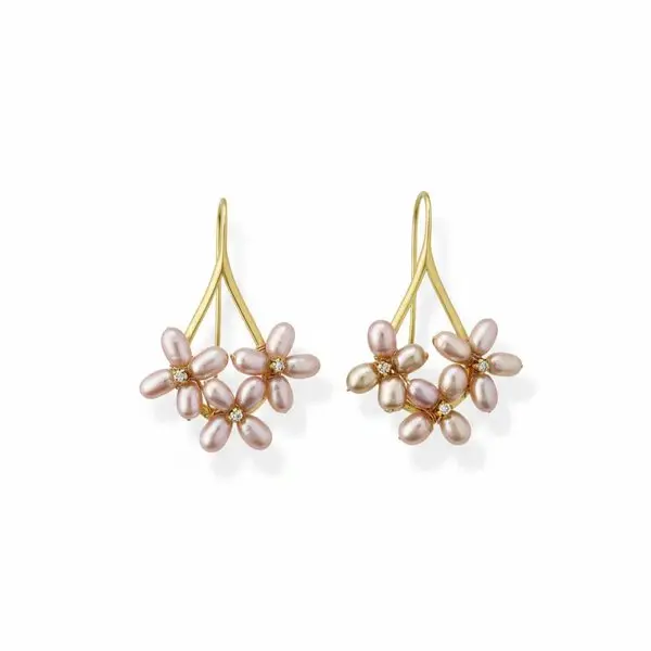 ANGEL BAROCCO Petal Cluster Pearl Drop Earrings - Pink