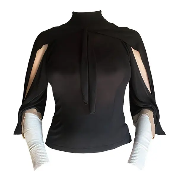 COMBELLE Neutrals The Elsa Top, Our Cold Shoulder Evening Superfine Deco Knit Top - Black