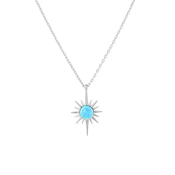 SPERO LONDON Blue Opal Northernstar Sterling Pendant Necklace - Silver