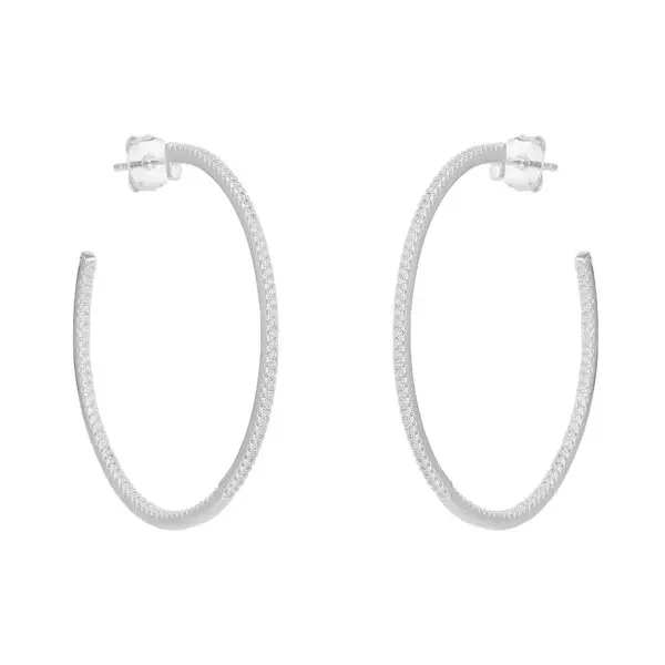 SPERO LONDON Sterling Large Stud Hoop Earring With Interior Gemstones - Silver