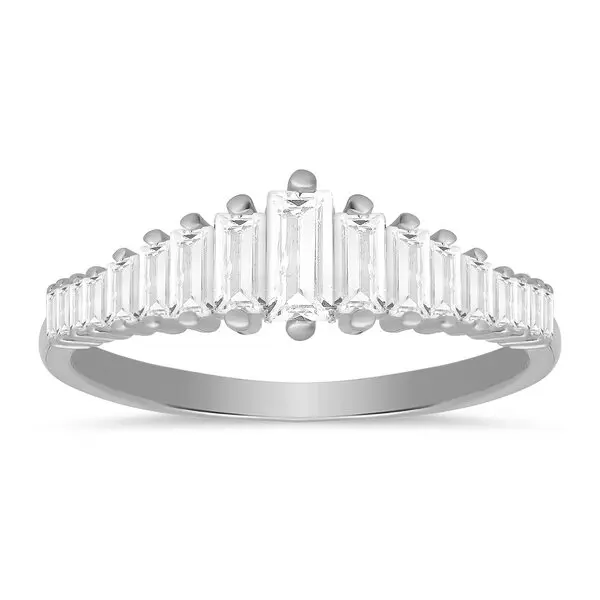 KYLIE HARPER Sterling Art Deco Baguette-cut Diamond Cz Ring - Silver