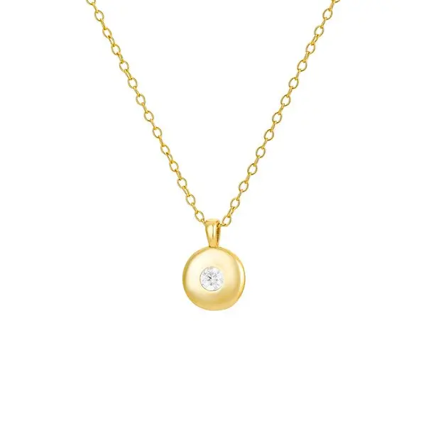 NAZZAR Gold / White Cz Gold Round Pendant Necklace
