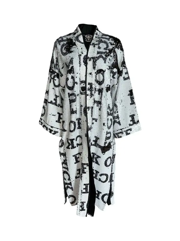 ANY OLD IRON Black / White Large Fucks Sequin Duster