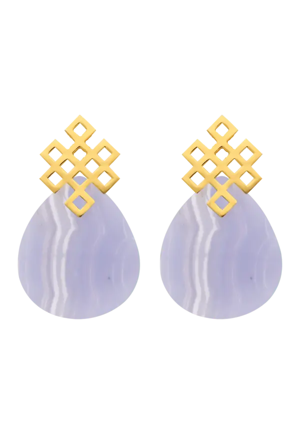 LAVANI JEWELS Blue / Gold Blue Endless Knot Earrings - Blue/gold