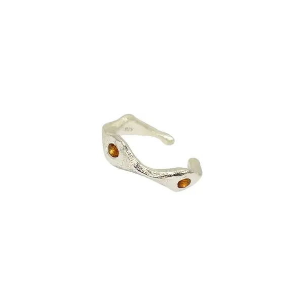 AMY DELSON JEWELRY Chloe Orange Citrine Three Stone Sterling Ear Cuff - Silver