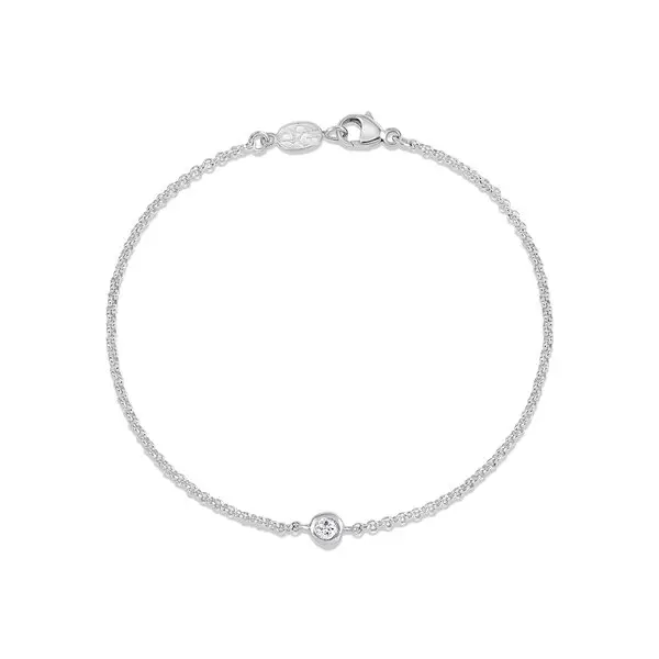 DOWER & HALL Single White Sapphire Dewdrop Chain Bracelet In Sterling - Silver