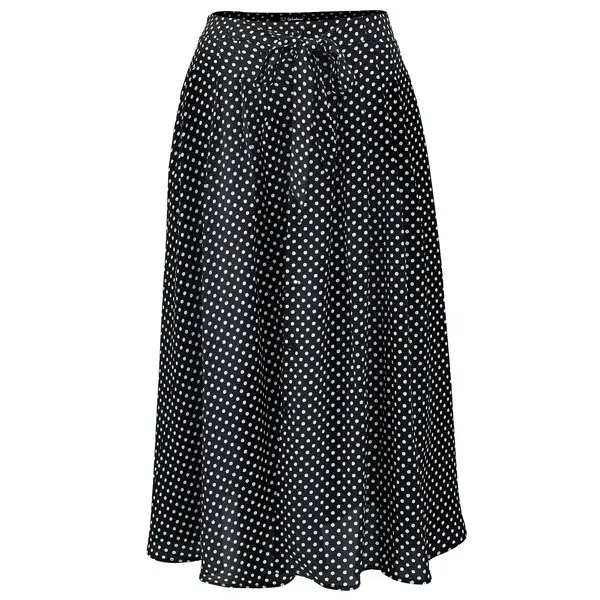 SMART AND JOY Flared Dot Print Skirt - Black
