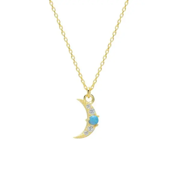 SPERO LONDON Crescent New Moon Opal Sterling Silver Necklace - Blue