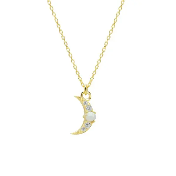 SPERO LONDON Crescent Moon Opal Sterling Silver Necklace - White