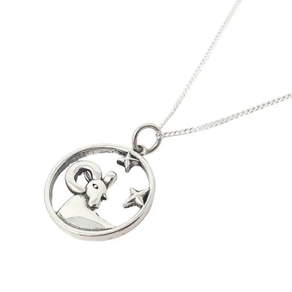 HARFI Aries Zodiac Horoscope Charm Sterling Necklace - Silver