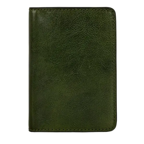 TIME RESISTANCE Small Leather Passport Holder In Gulliver's Travels - Green