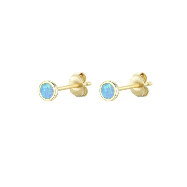 KAMARIA Mini Round Opal Stud Earrings Green