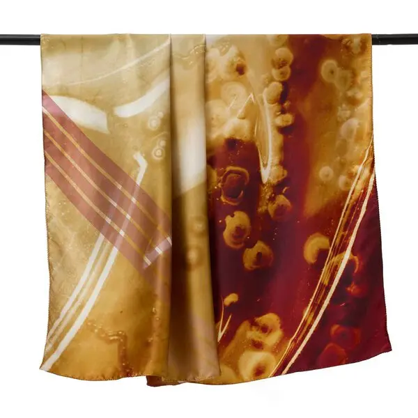ESSENTY-PARIS Essence Of The Elets Design – French Satin Silk Scarf - Red