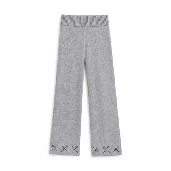 REN CORDEZA Hand Embroidered Birch Knit Trousers Regular Length - Grey