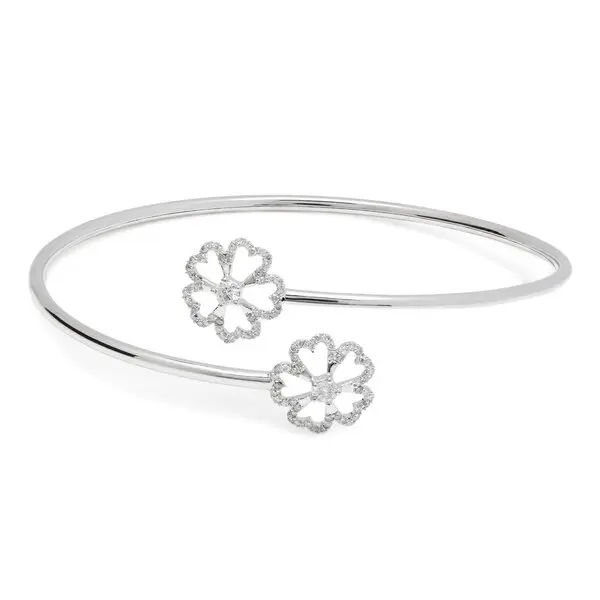 KAIZARIN Open Flower Bangle - Silver