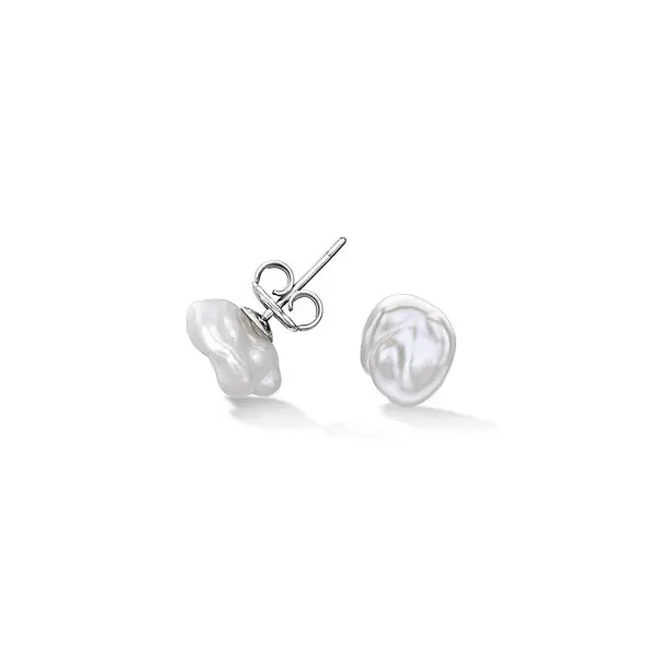 DOWER & HALL White Keshi Pearl Studs - Silver