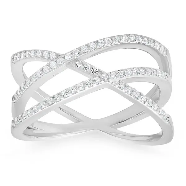 KYLIE HARPER Sterling Criss-cross Diamond Cz Ring - Silver