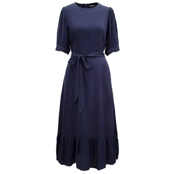 SMART AND JOY Viscose Blouse-dress With Fluffy Hem Navy - Blue