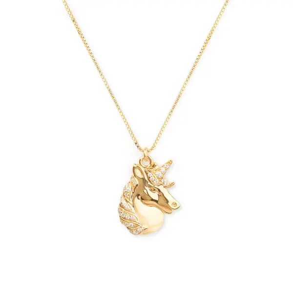 SEVEN SAINTS Mystical Unicorn Necklace, Over Sterling Silver - Gold