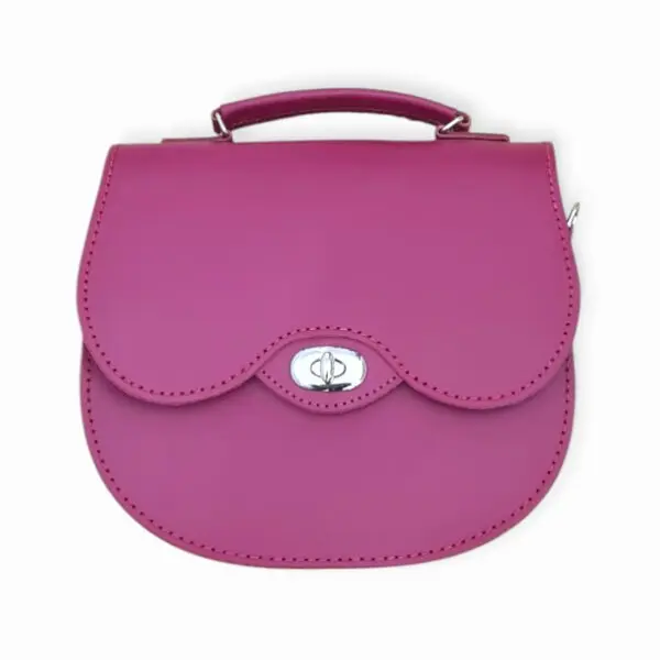 ZATCHELS Handmade Leather Twist Lock Saddle Handag Magenta - Pink