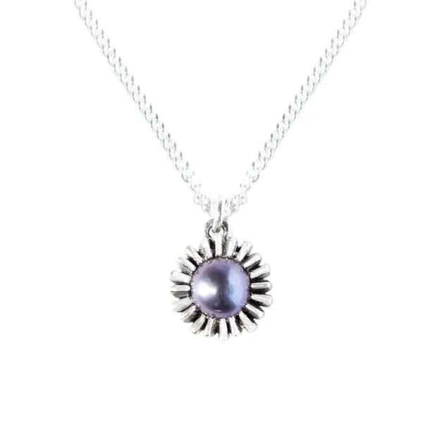 LEE RENEE Dahlia Bud Peacock Pearl Necklace - Silver